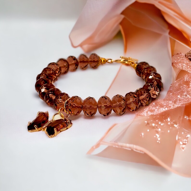 Hope CRYSTAL GLASS Butterfly Bracelet, Butterfly Charm Bracelet, Gold ...