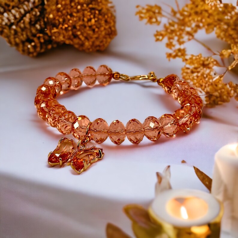 Hope CRYSTAL GLASS Butterfly Bracelet, Butterfly Charm Bracelet, Gold ...