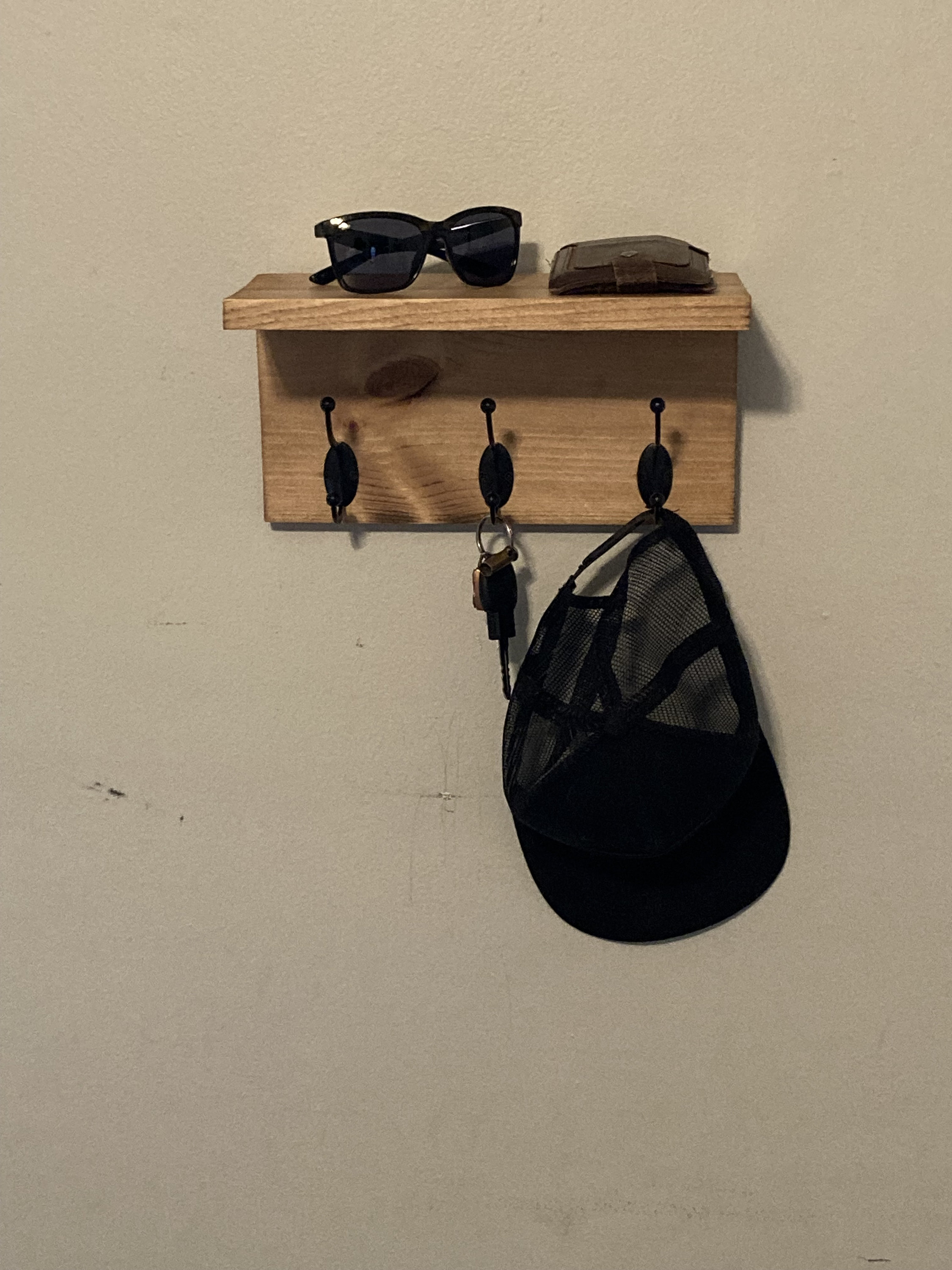 Wooden Coat Rack Shelf Entryway Key & Hat Organizer Bathroom Towel Rack ...