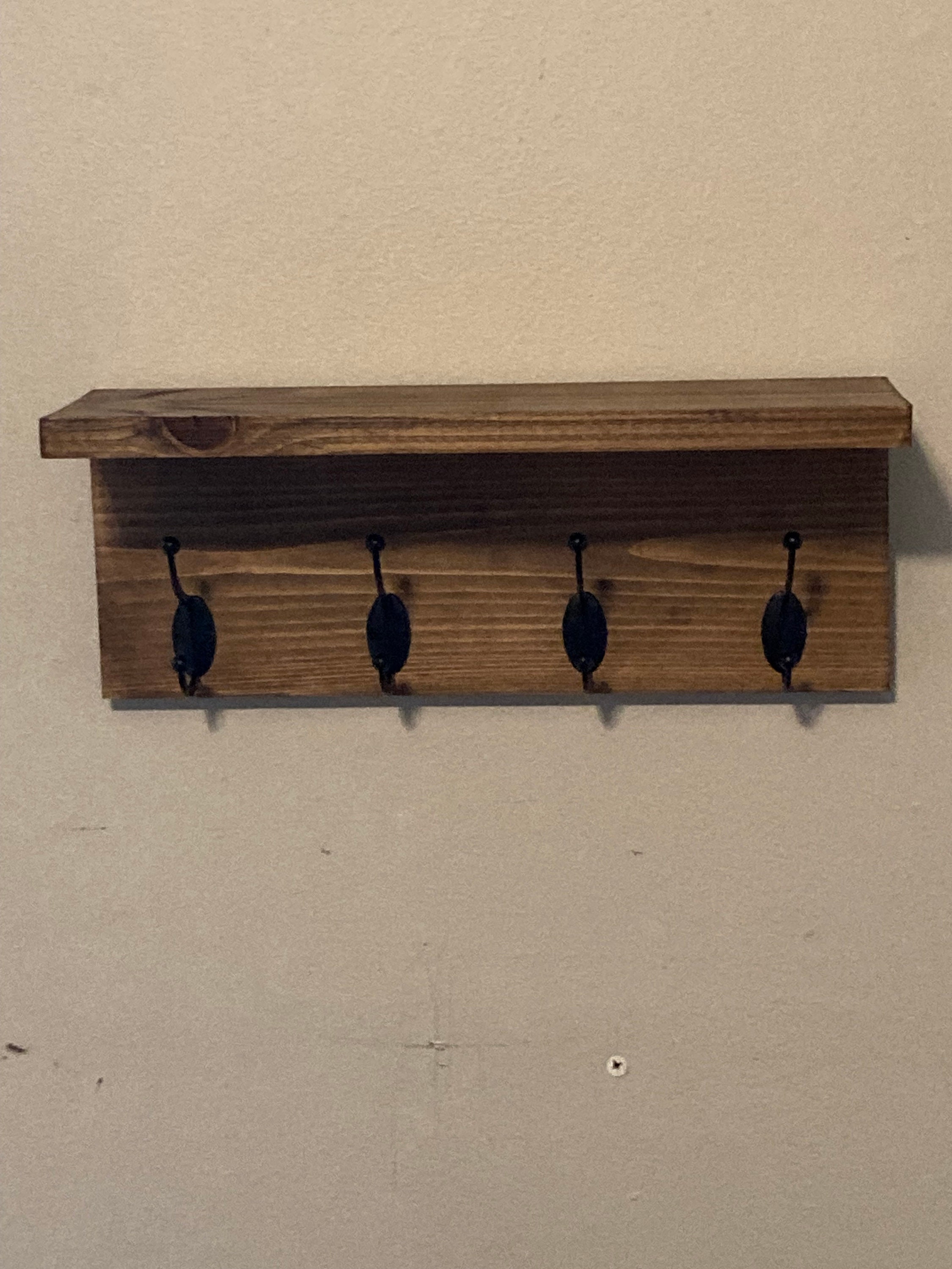 Wooden Coat Rack Shelf Entryway Key & Hat Organizer Bathroom Towel Rack ...