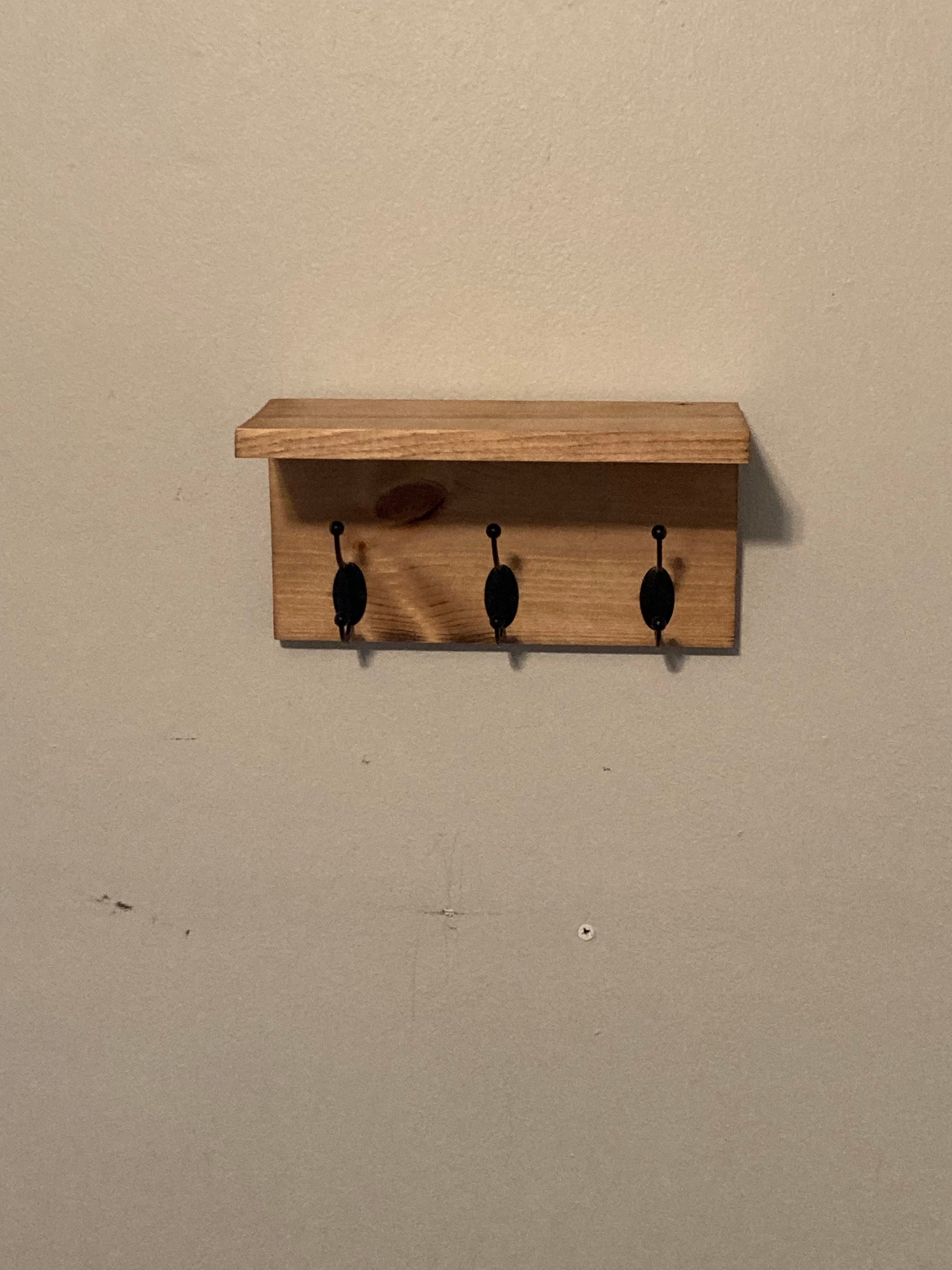 Wooden Coat Rack Shelf Entryway Key & Hat Organizer Bathroom Towel Rack ...