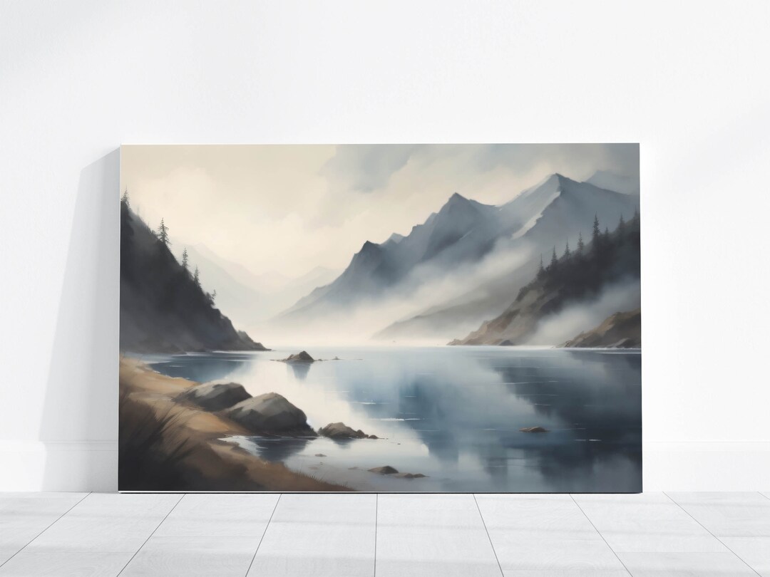 Blue Mountain Bay Print Landscape Watercolor Painting - Etsy