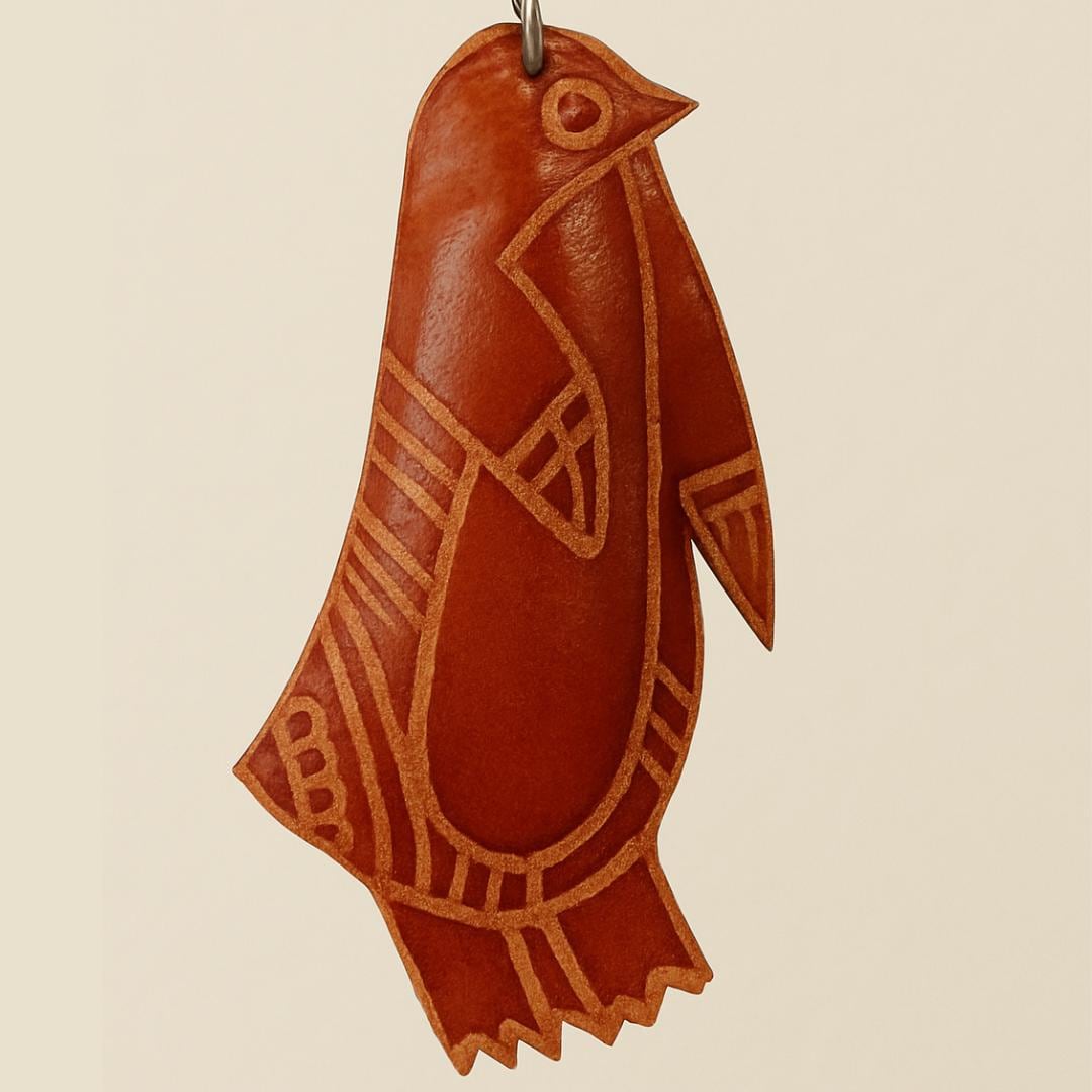 Unique Penguin Design Leather Keychain | Handmade Keychain | Animal ...