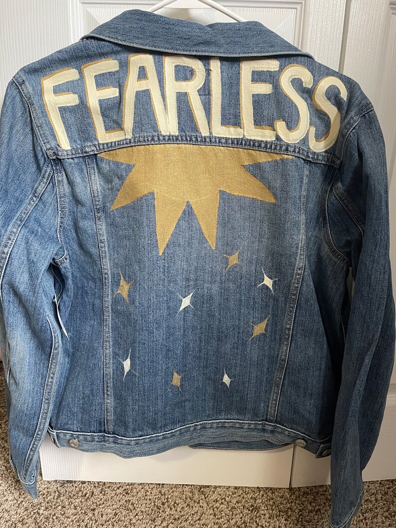 Fearless Custom Painted Taylor Swift Denim Jacket Eras Tour - Etsy