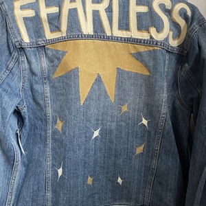 Fearless Custom Painted Taylor Swift Denim Jacket Eras Tour - Etsy