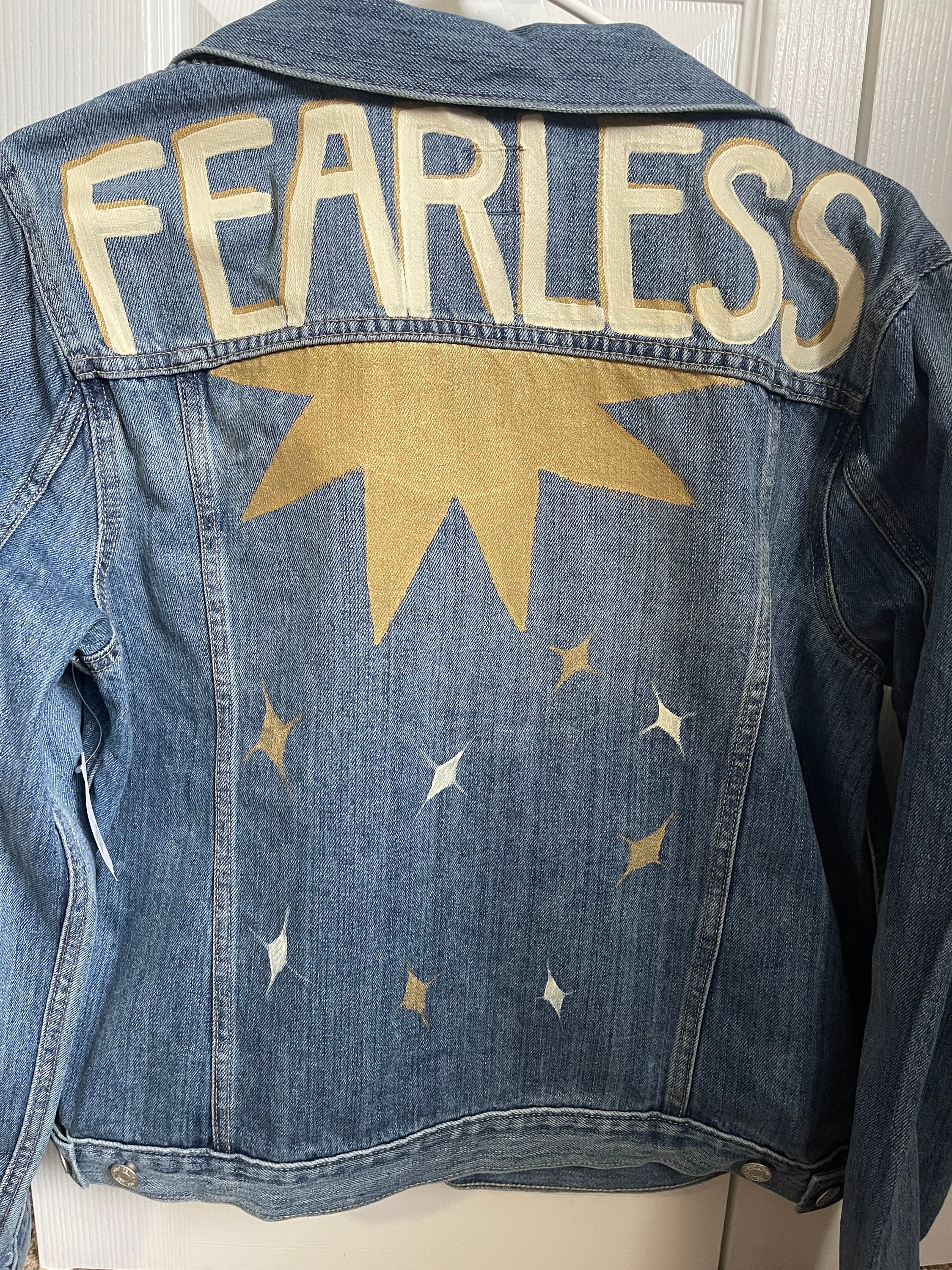 Fearless Custom Painted Taylor Swift Denim Jacket Eras Tour - Etsy