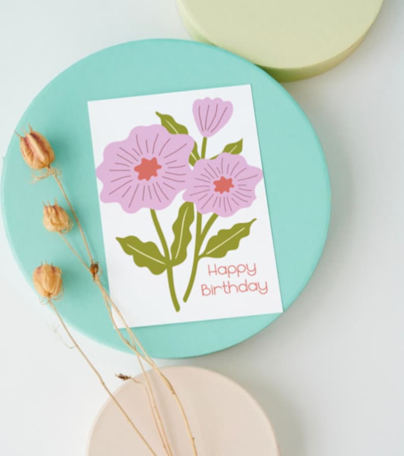 Flower Birthday Card - Etsy