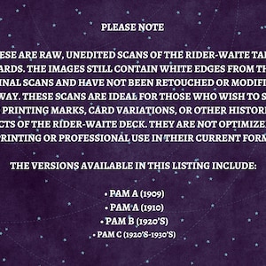 Rider Waite Smith Tarot Deck Scans | Pam A, B, C Versions (digital ...