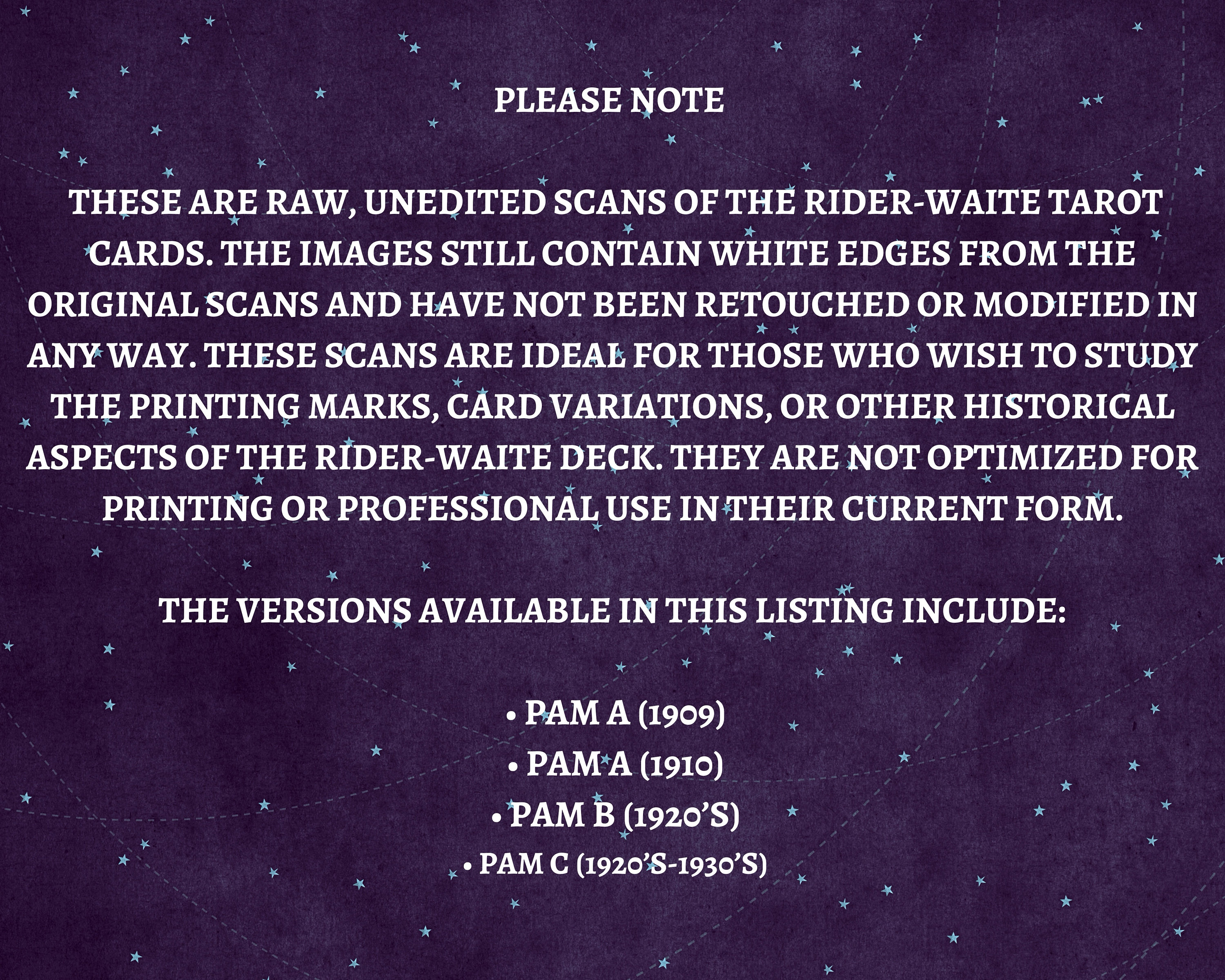 Rider Waite Smith Tarot Deck Scans | Pam A, B, C Versions (digital ...