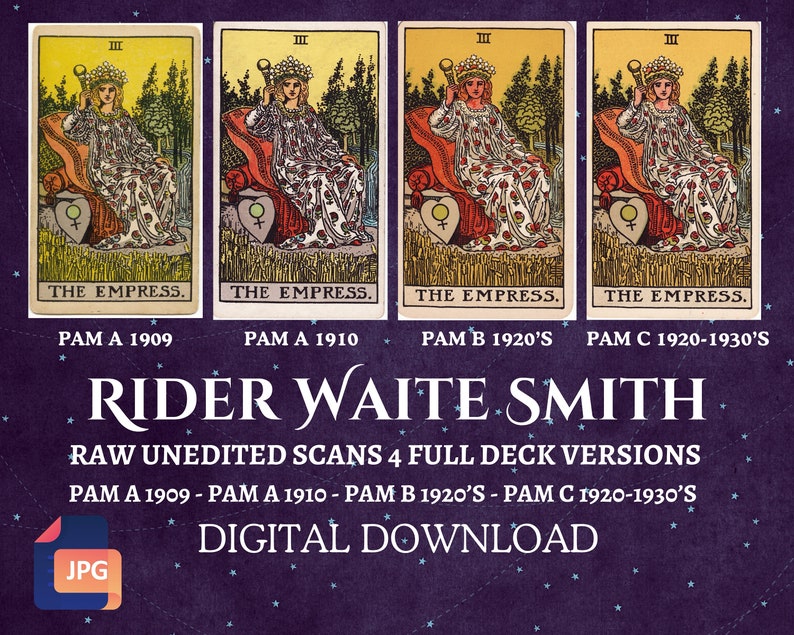 Rider Waite Tarot Cards 4 Decks |original Raw Unedited Scans Rider ...