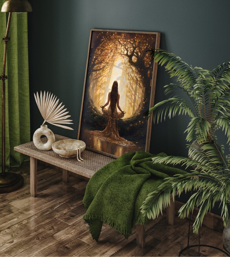 Woman Meditating Oneness | Meditation Spiritual Art Printable Download ...