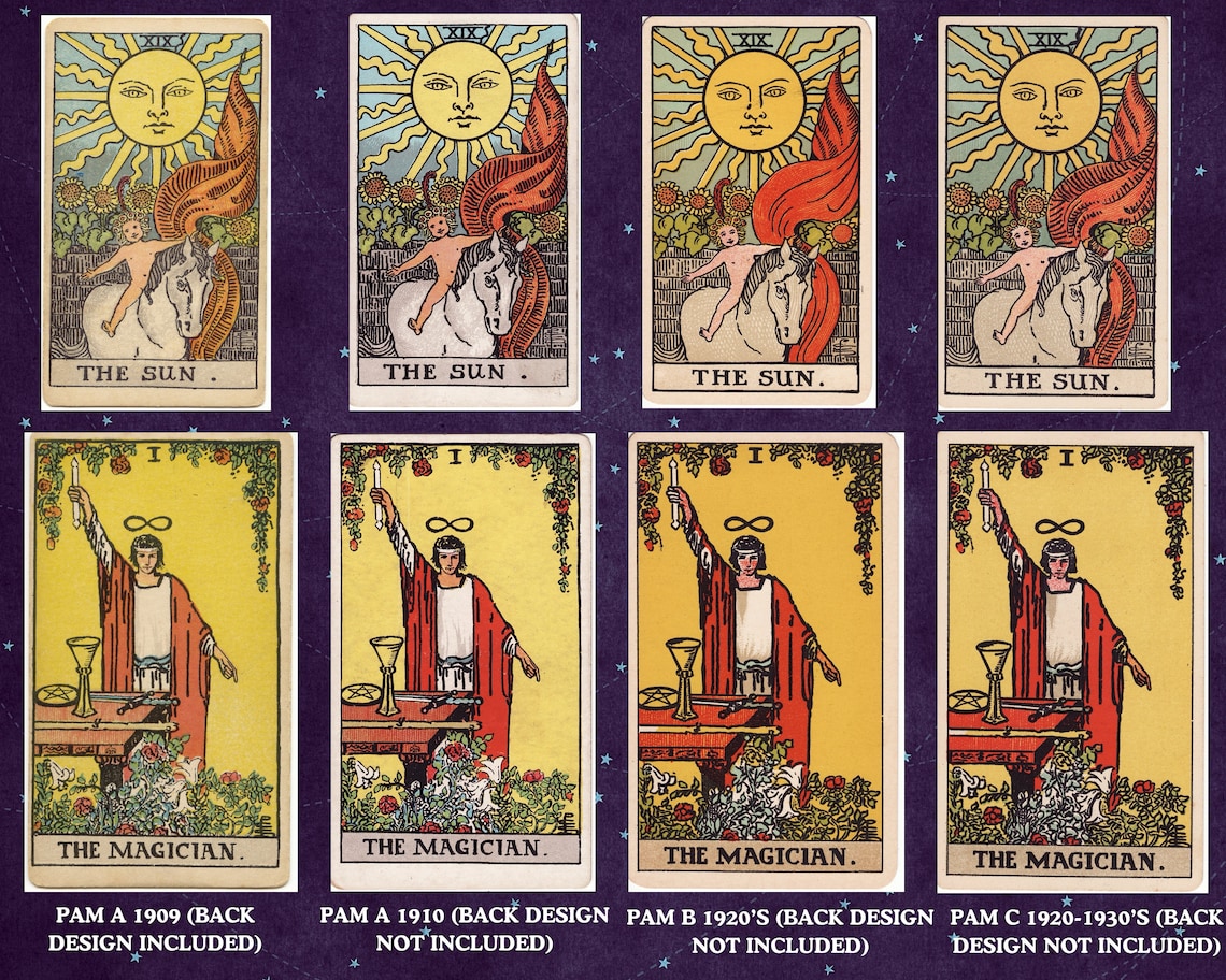 Rider Waite Smith Tarot Deck Scans | Pam A, B, C Versions (digital ...