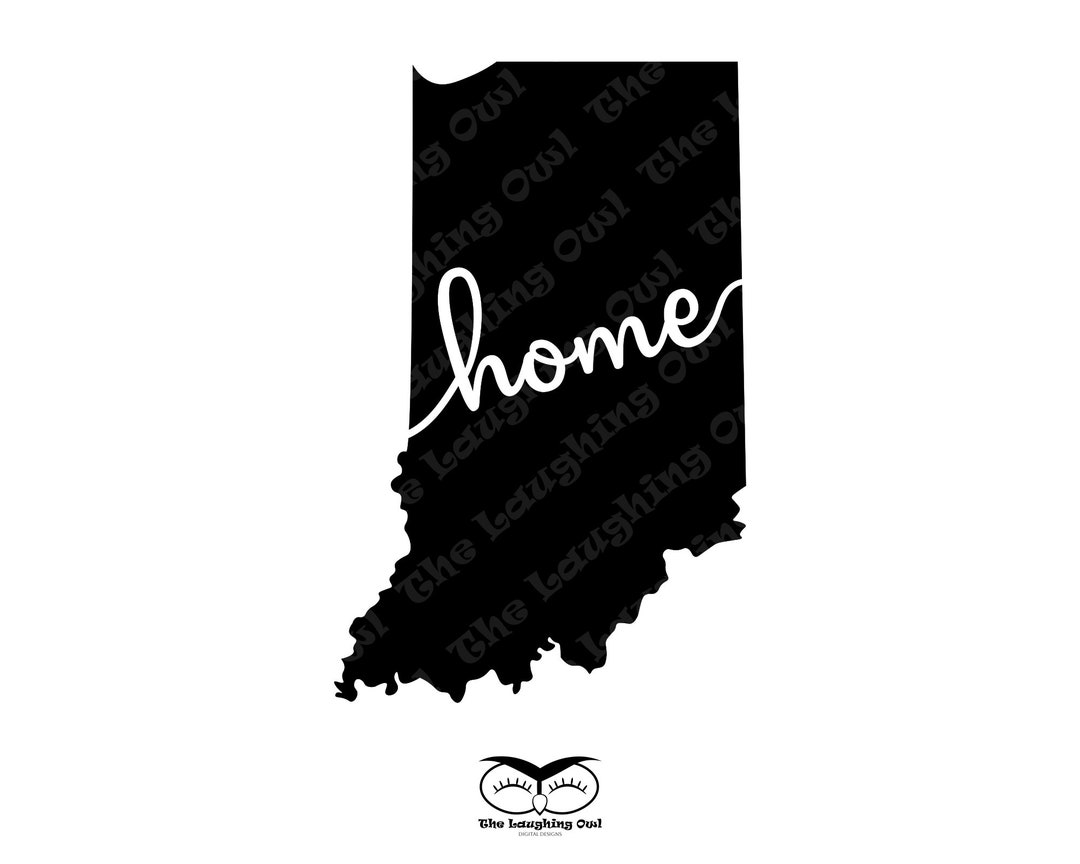Indiana With Home in a Transparent Script Font Graphic Design, Digital ...