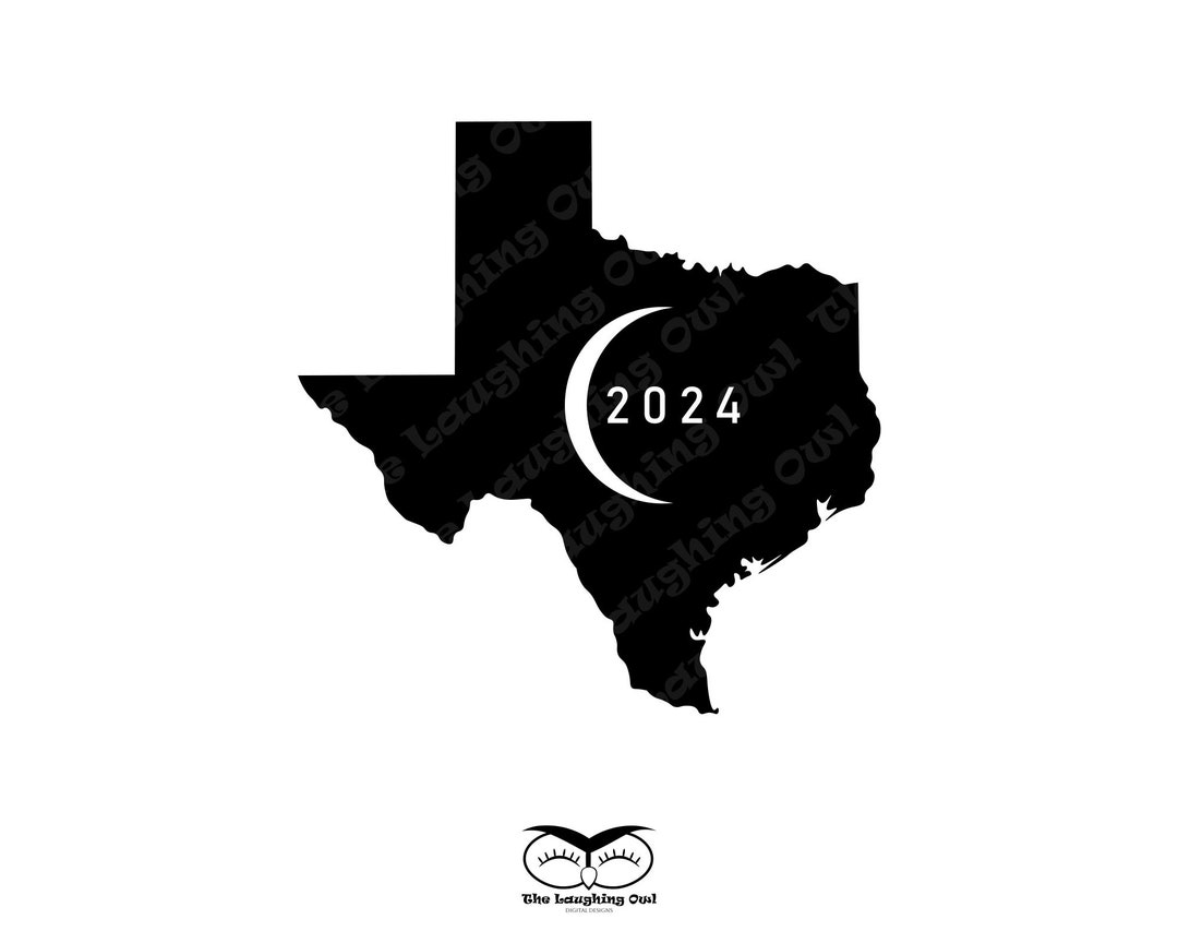 Solar Eclipse Texas 2024 Graphic Design With Transparent Eclipse and ...