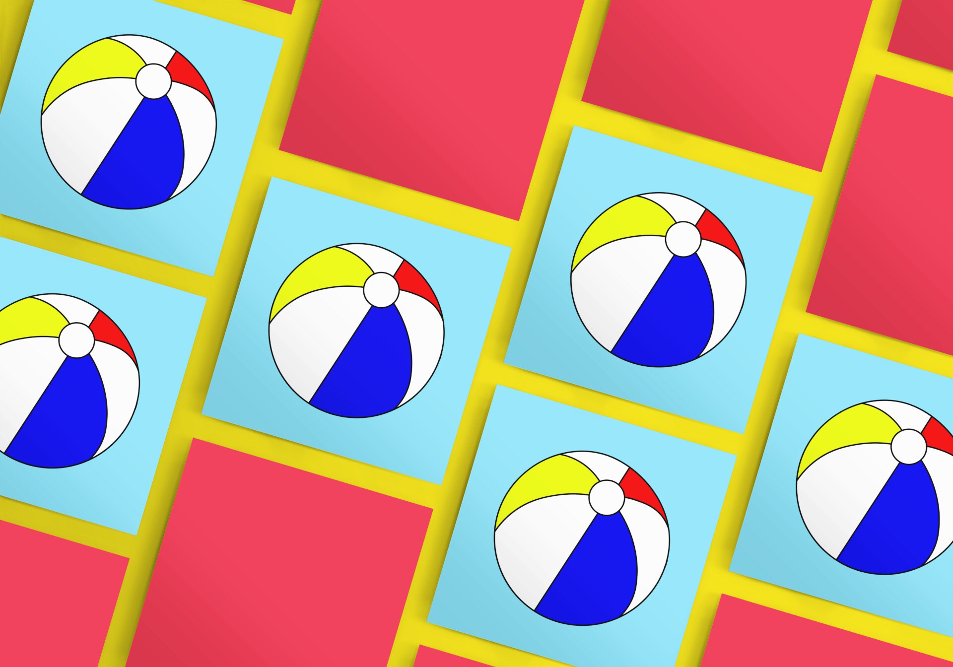 Red, Yellow, and Blue Beach Ball Graphic Design, Digital Download, Clip ...