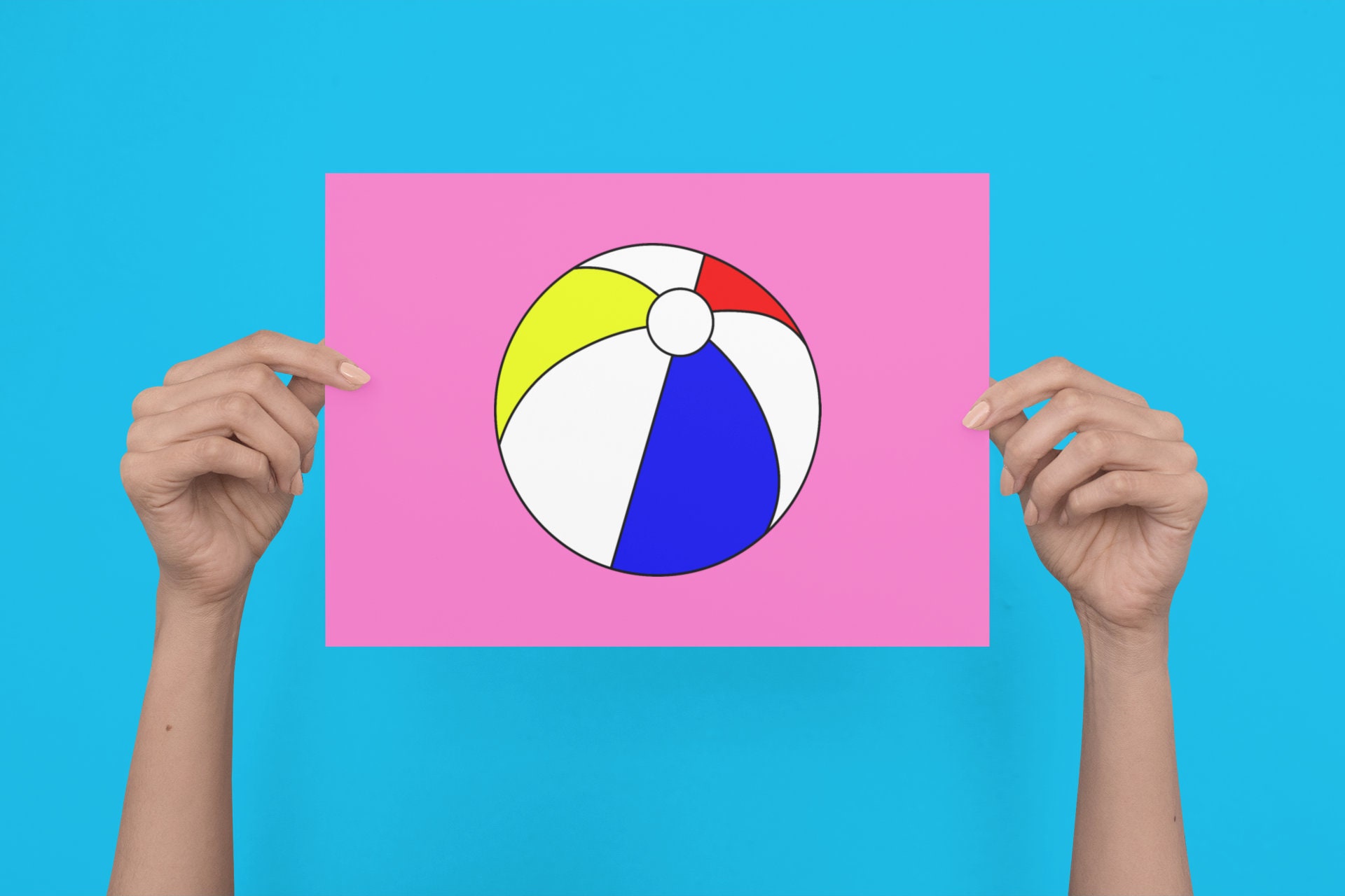 Red, Yellow, and Blue Beach Ball Graphic Design, Digital Download, Clip ...