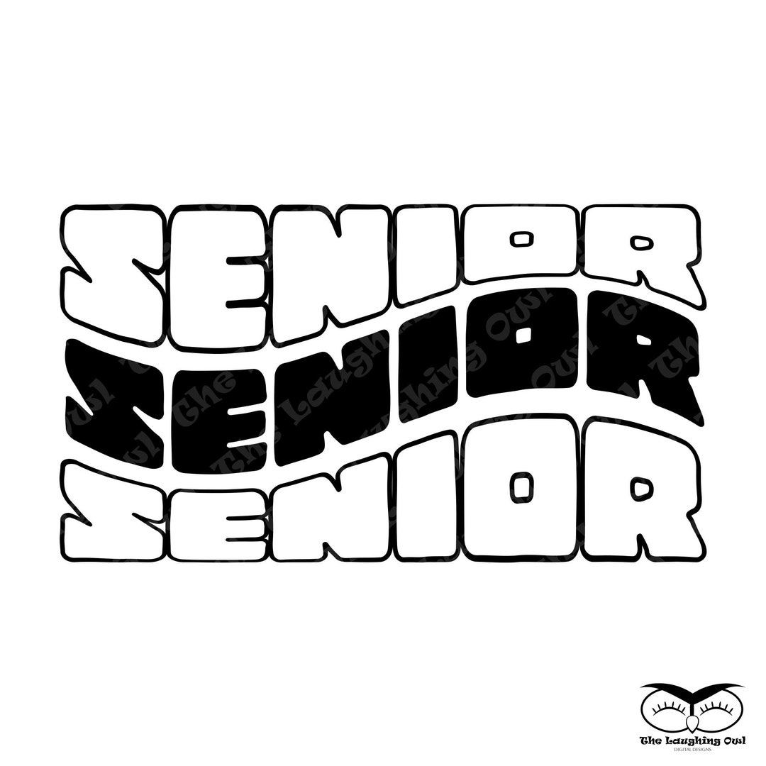 Senior, Highschool, Wave, Hippy Groovy Wavy Font, SVG PNG File - Etsy
