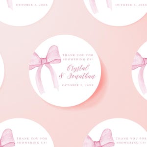 Pink Bow Stickers for Favors - Stickers for Candy Favor Bags - Custom ...