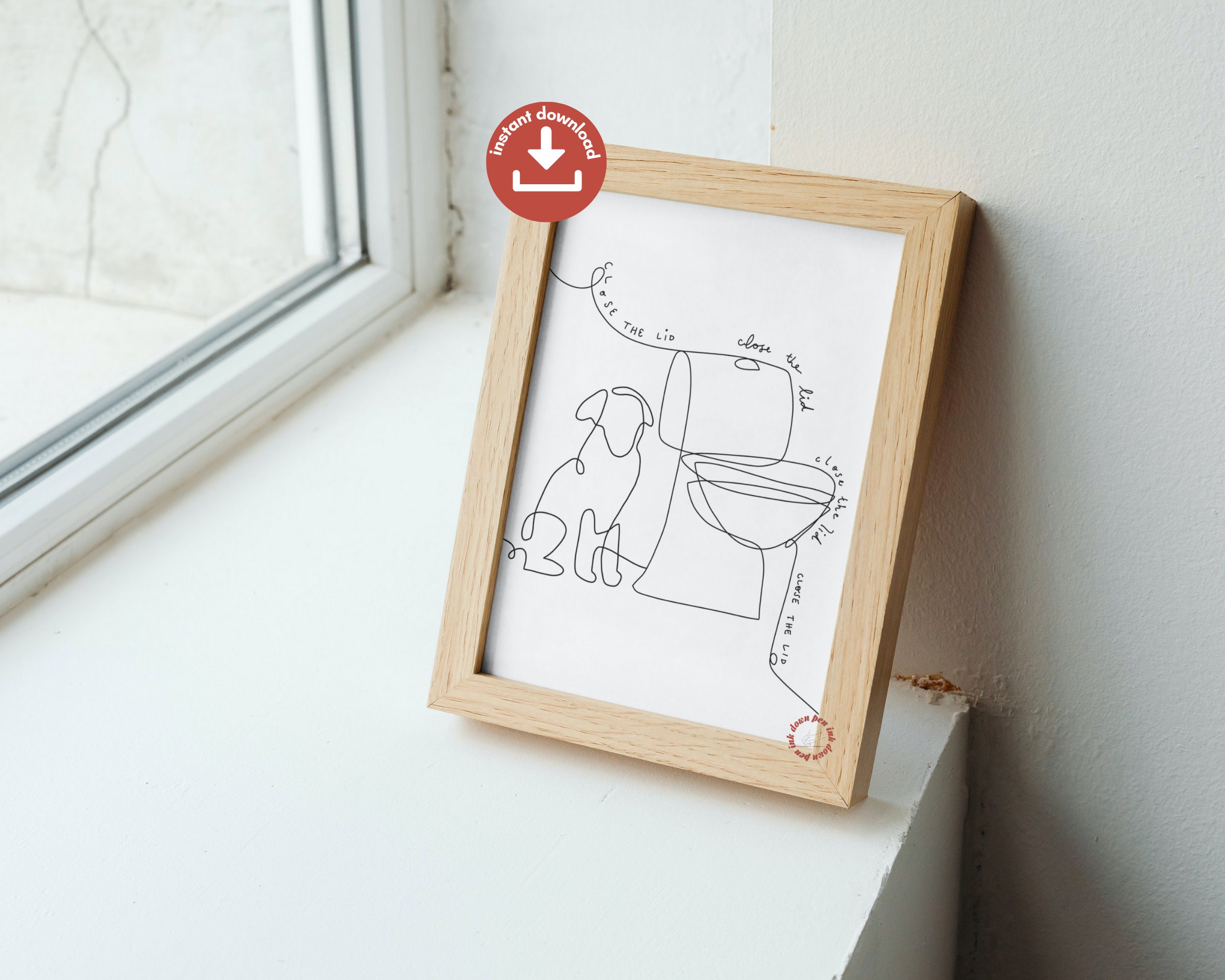 Close the Lid V2 Bathroom Poster Cat Dog Digital Print Instant Download ...