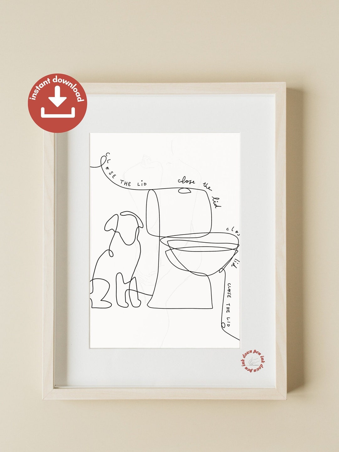 Close the Lid V2 Bathroom Poster Cat Dog Digital Print Instant Download ...