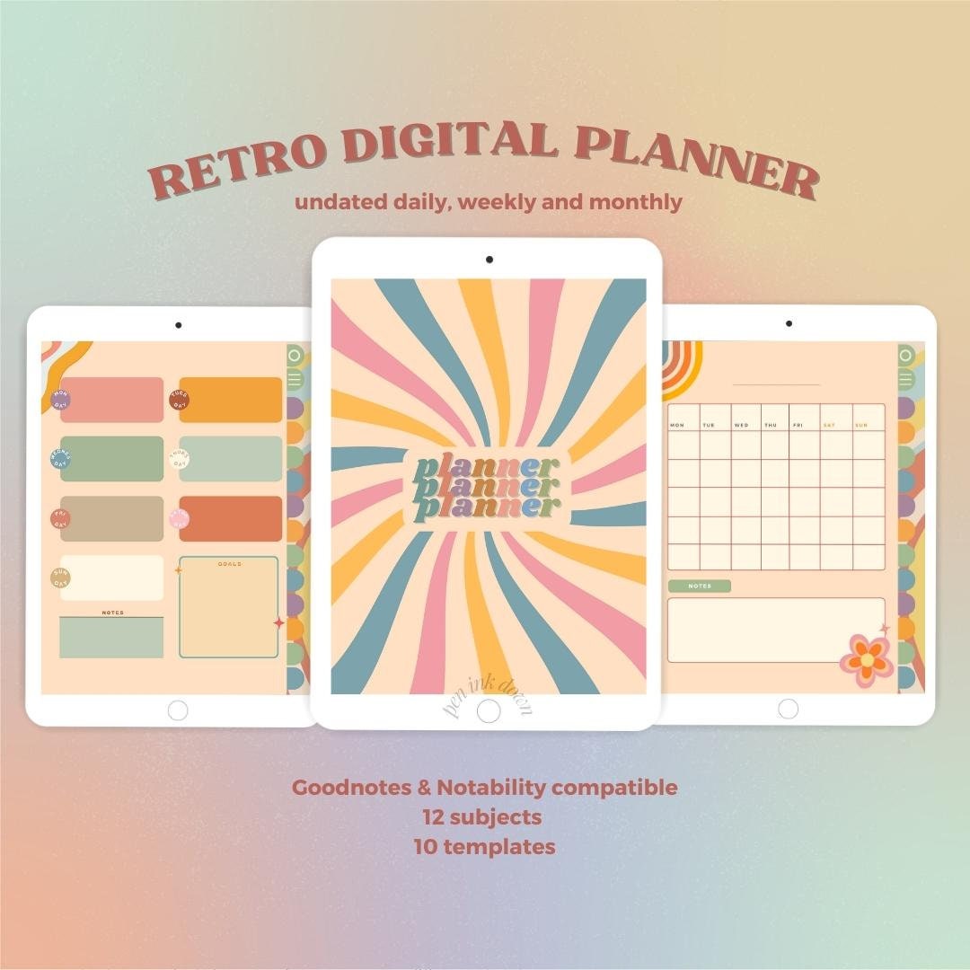 Retro Planner | Undated Planner | Monthly Planner | Weekly Planner ...
