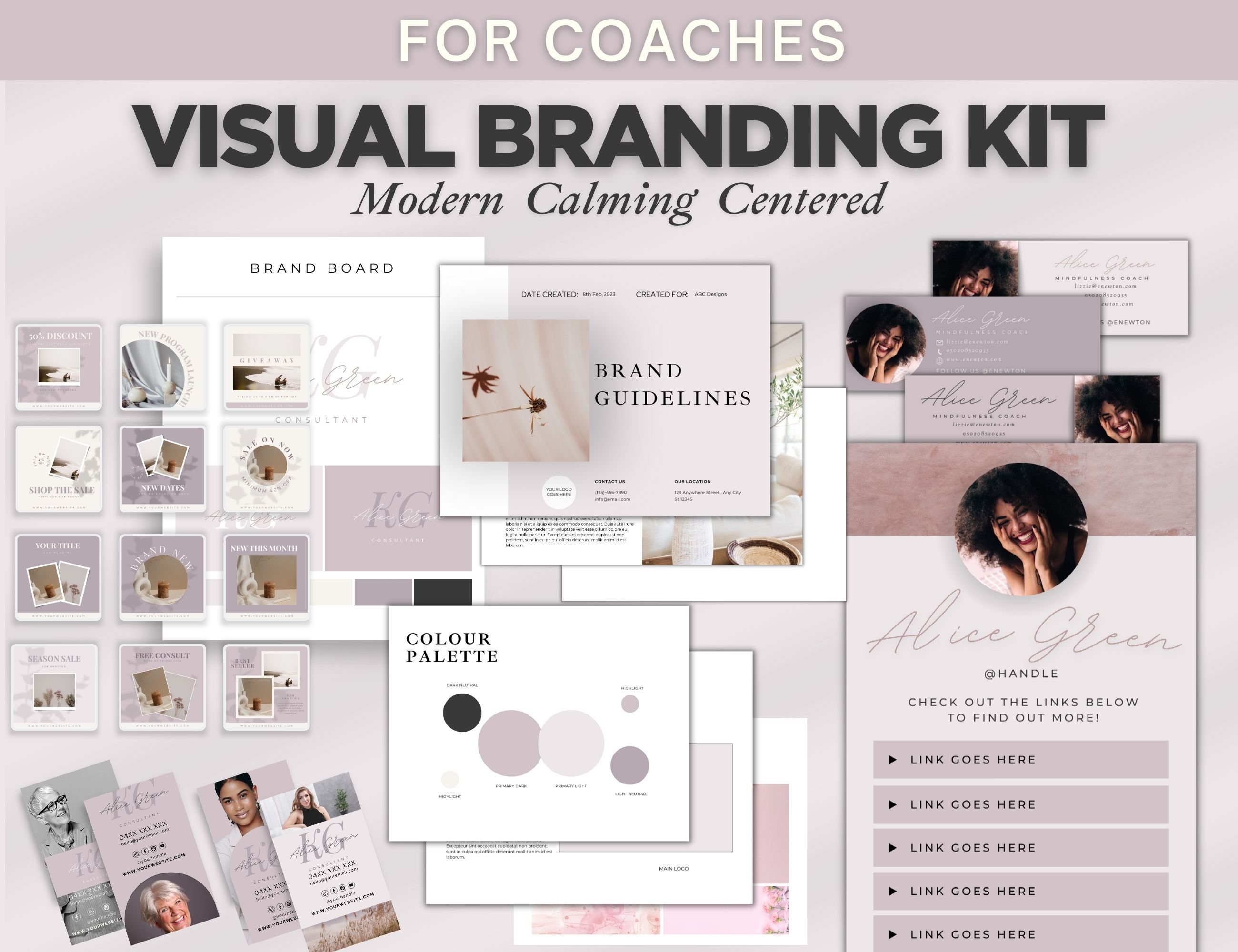 Visual Branding Kit for Coaches | Modern Calming, Centered | Business ...
