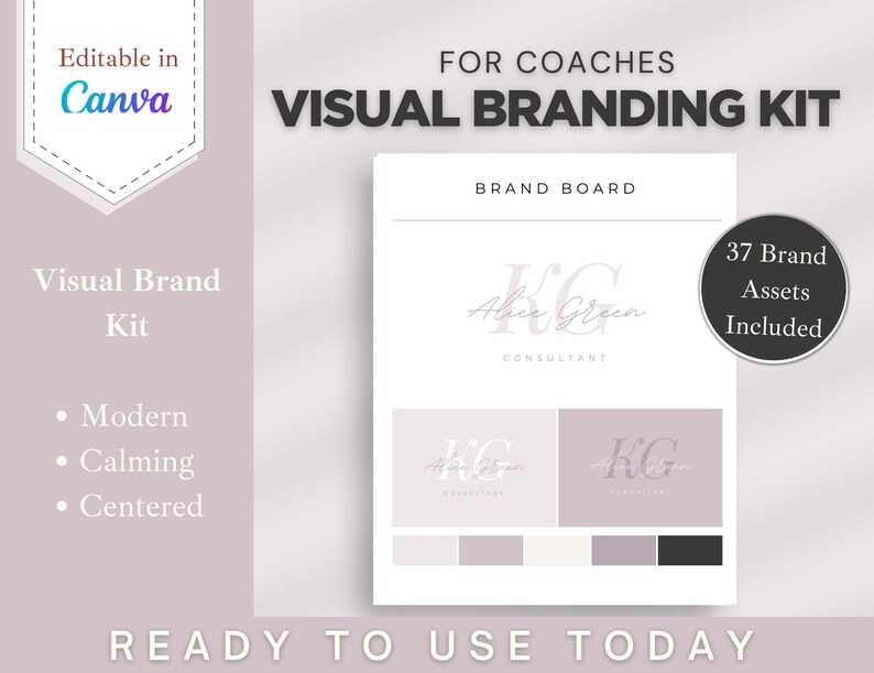 Visual Branding Kit for Coaches | Modern Calming, Centered | Business ...