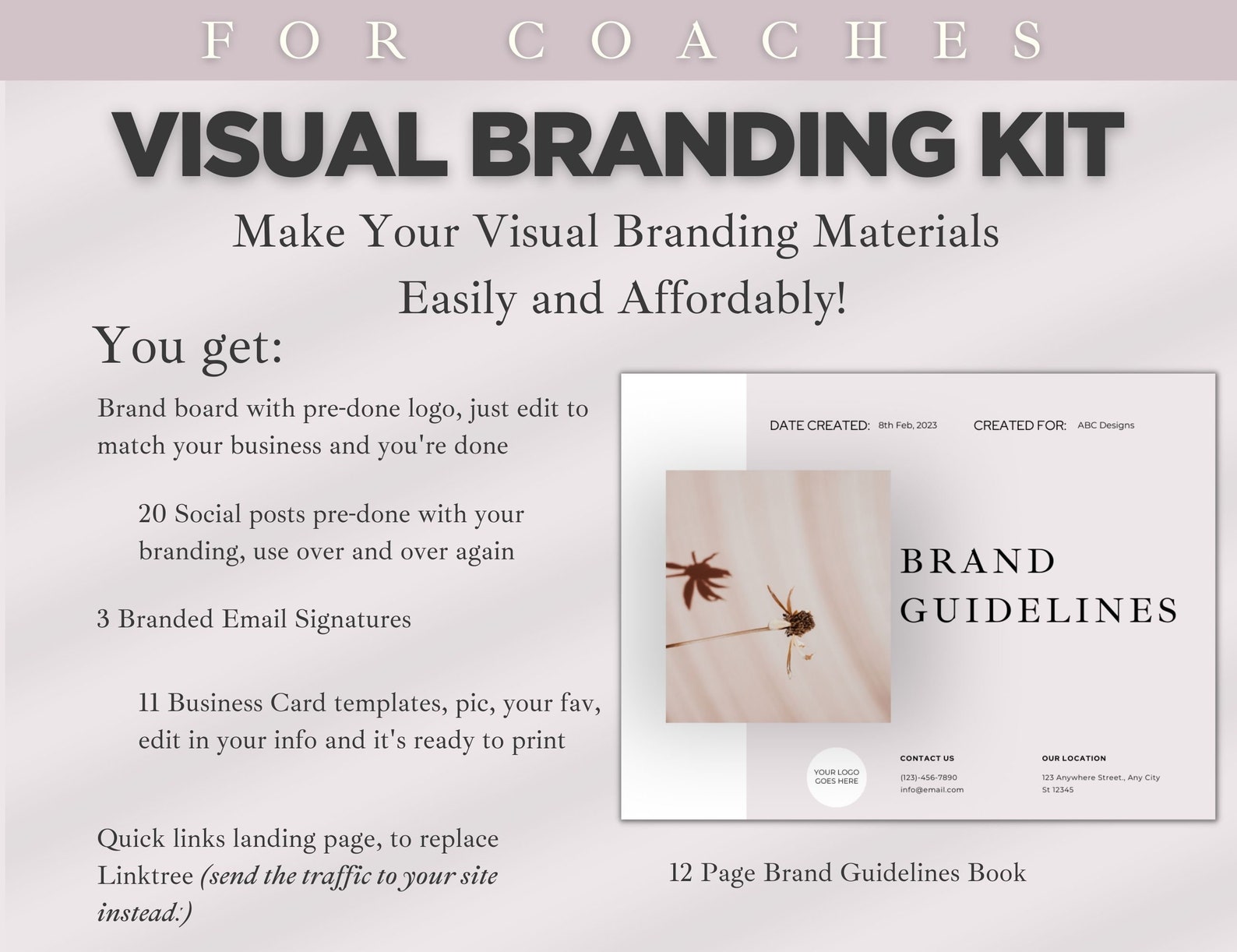 Visual Branding Kit for Coaches | Modern Calming, Centered | Business ...