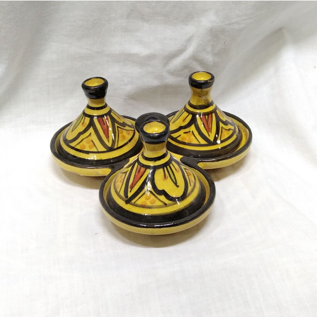 Set of 3, Moroccan Triple Mini Tagine Spice Holder, Handmade ...