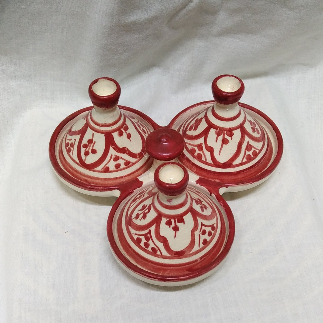 Set of 3, Moroccan Triple Mini Tagine Spice Holder, Handmade ...