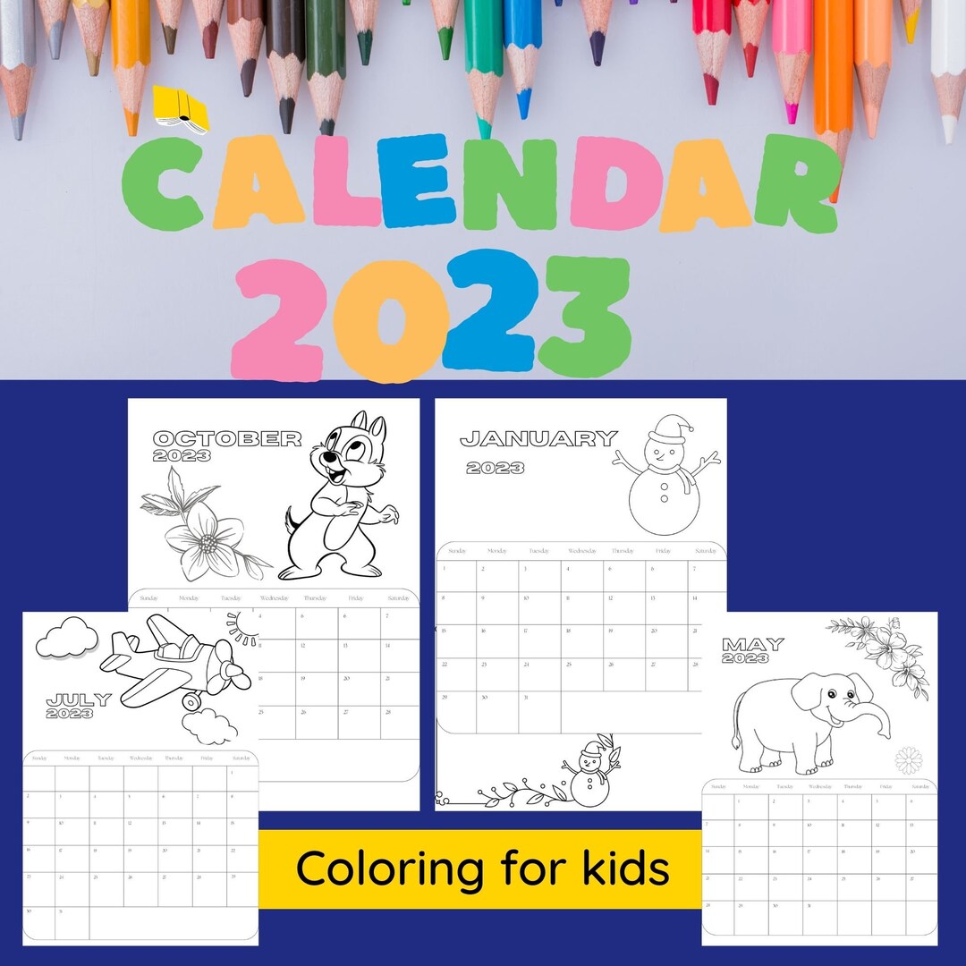 2023 Coloring Calendar for Kids. Printable. Kids Worksheets. Preschool ...