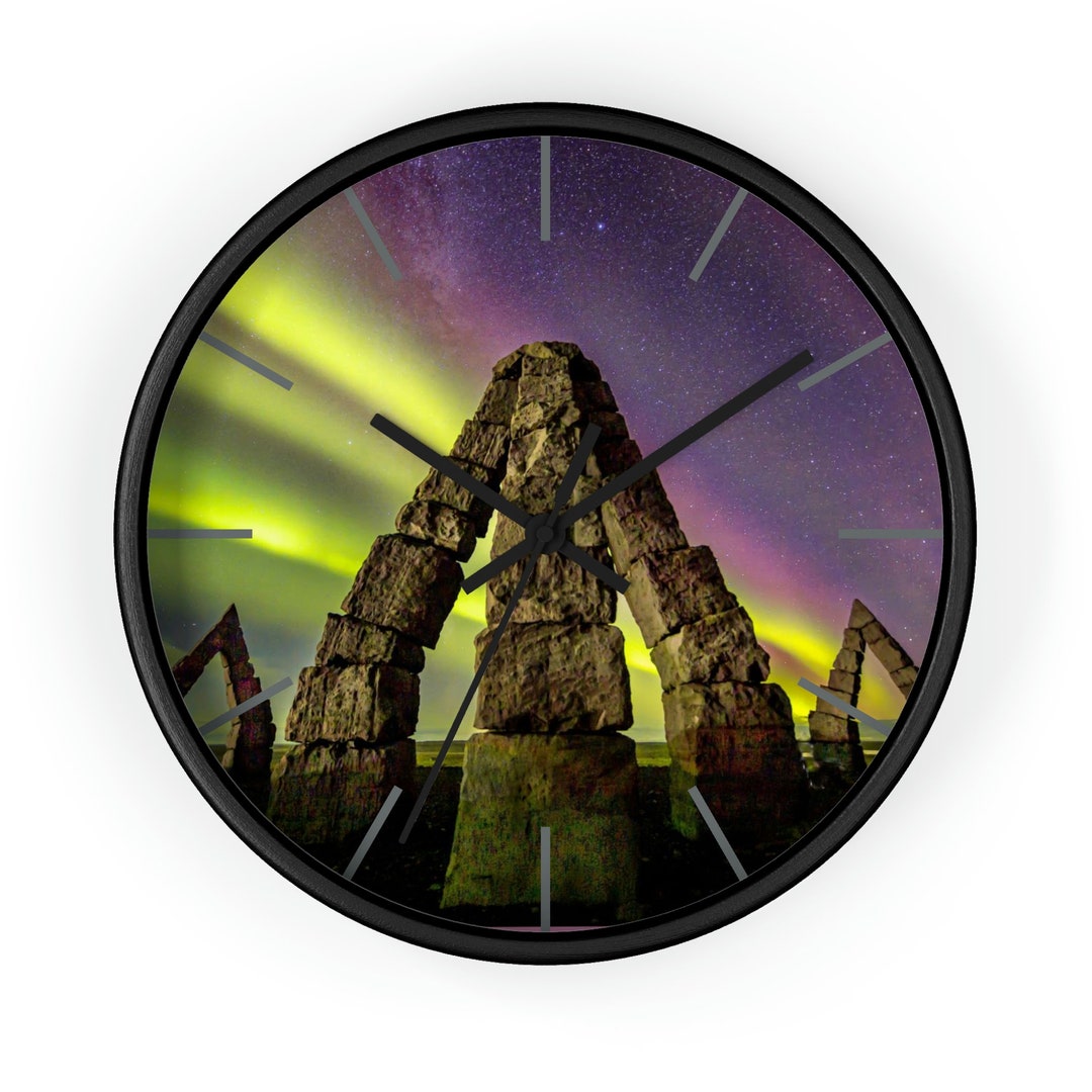 Wall Clock Iceland Northern Lights by Anthony Haber. - Etsy