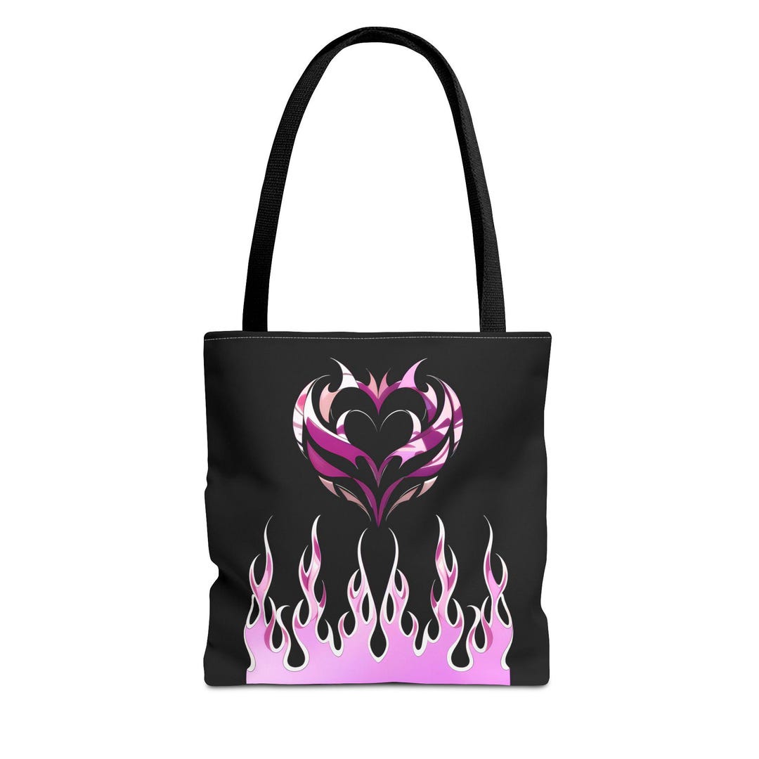 Flaming Heart Tote Bag, Stylish Reusable Shopper, Trendy Gift for Her ...