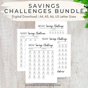 Printable Savings Challenge Tracker Bundle 10k, 5k, 2k, 1k | Savings ...