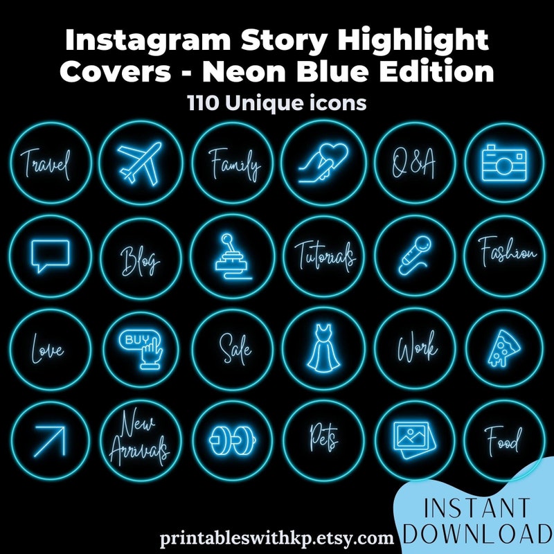 Blue Instagram Icons - Etsy