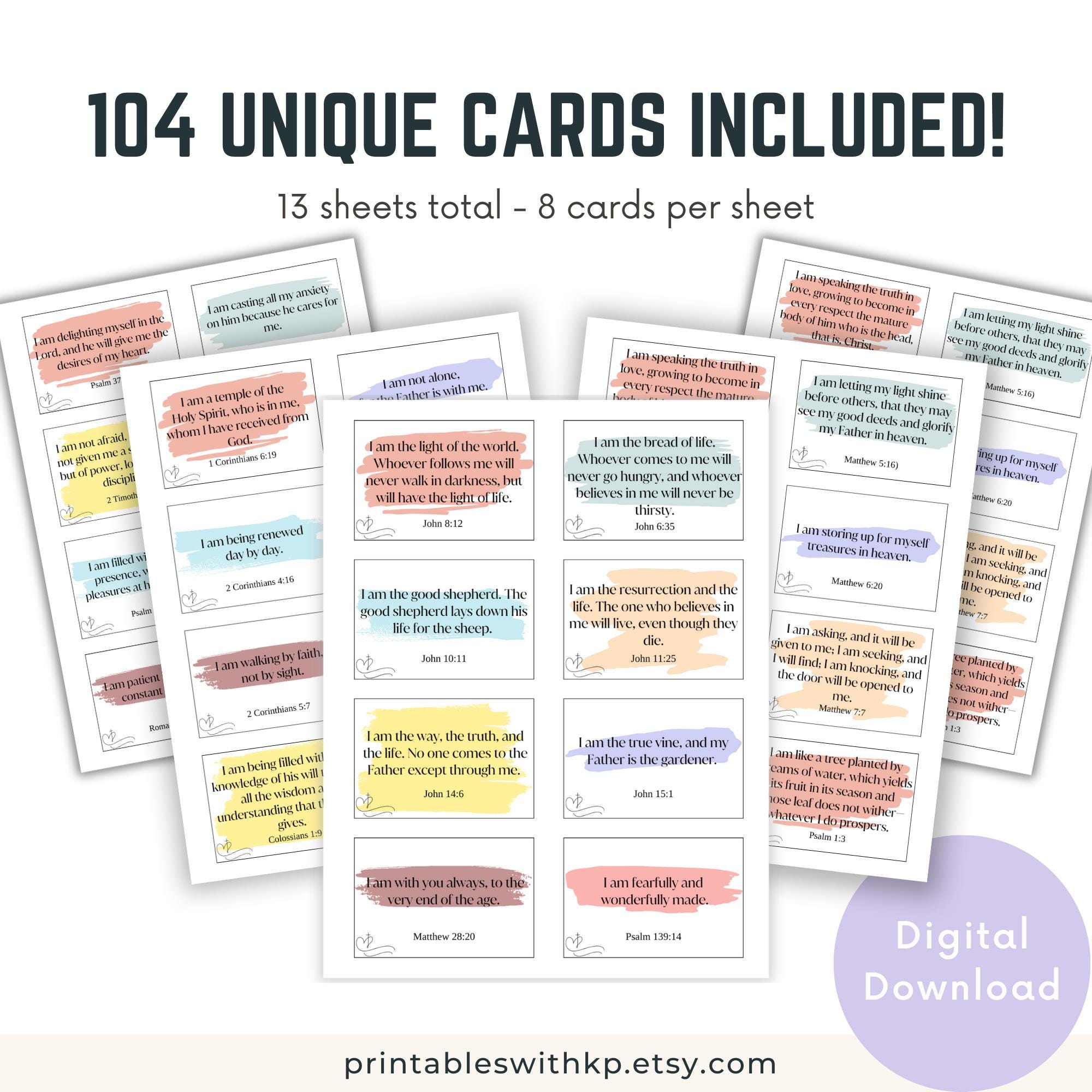 Christian Scripture Affirmation Cards, Printable Bible Verse Cards ...
