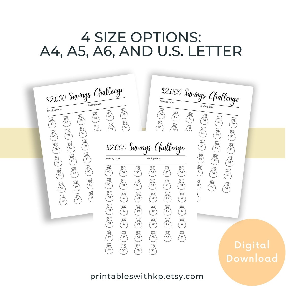 2k Printable Savings Challenge Tracker Finance Savings Goal, Savings ...