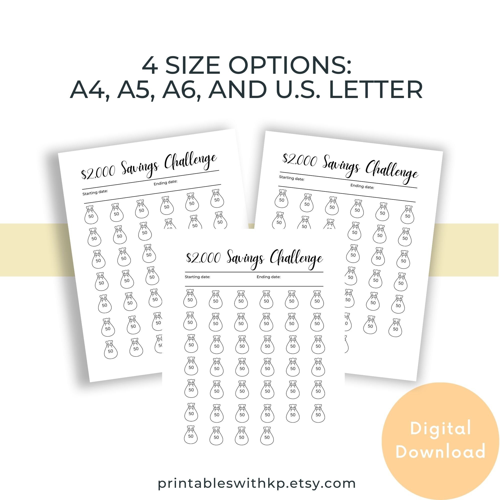 2k Printable Savings Challenge Tracker Finance Savings Goal, Savings ...