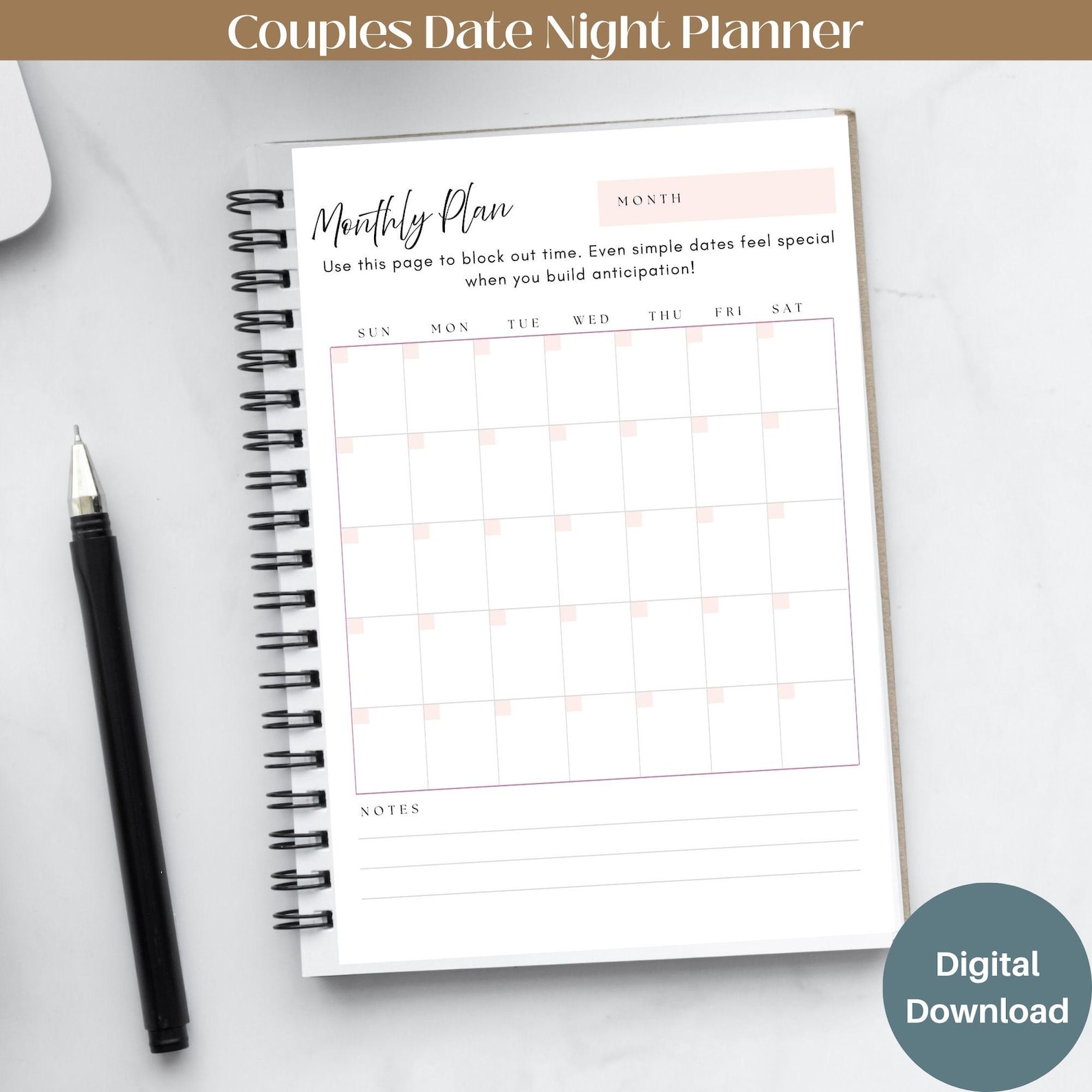 Printable Date Night Planner With Date Night Ideas, Couples Dates ...