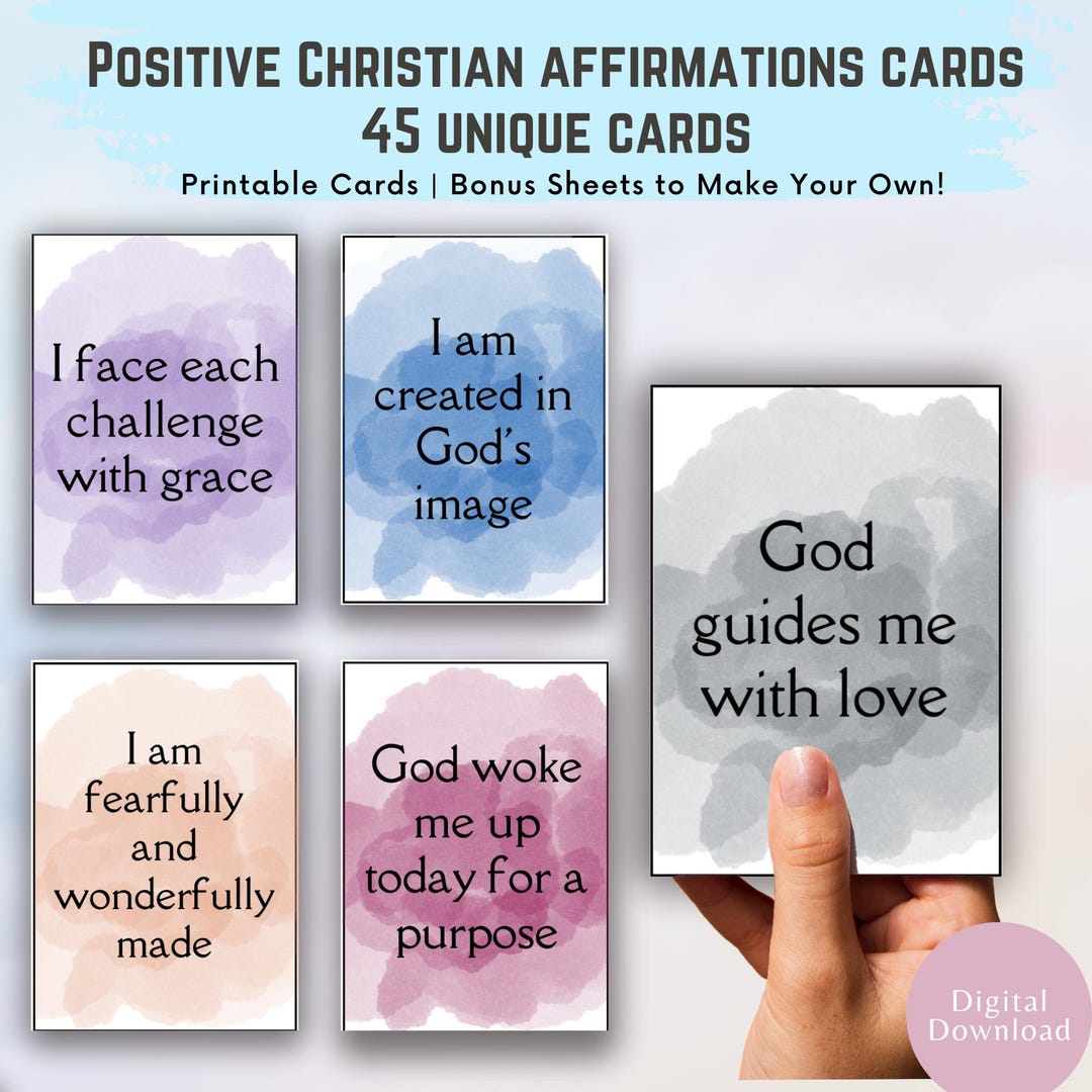 Bible Affirmation Cards for Christians, Printable Bible Verse Cards ...