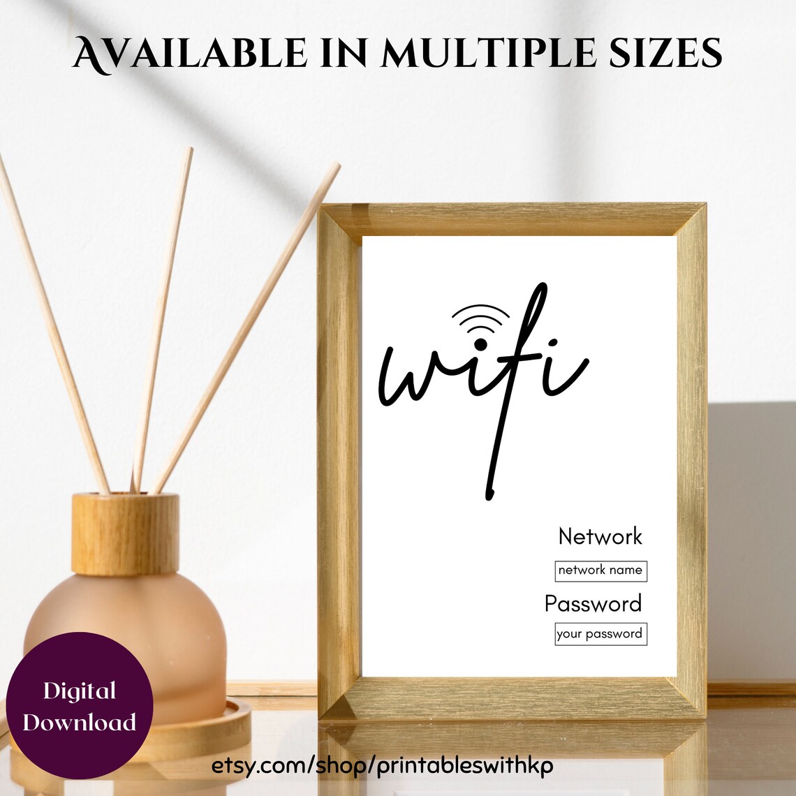 Internet Password Sign | Wifi Sign for Guest Bedrooms | Airbnb Internet ...