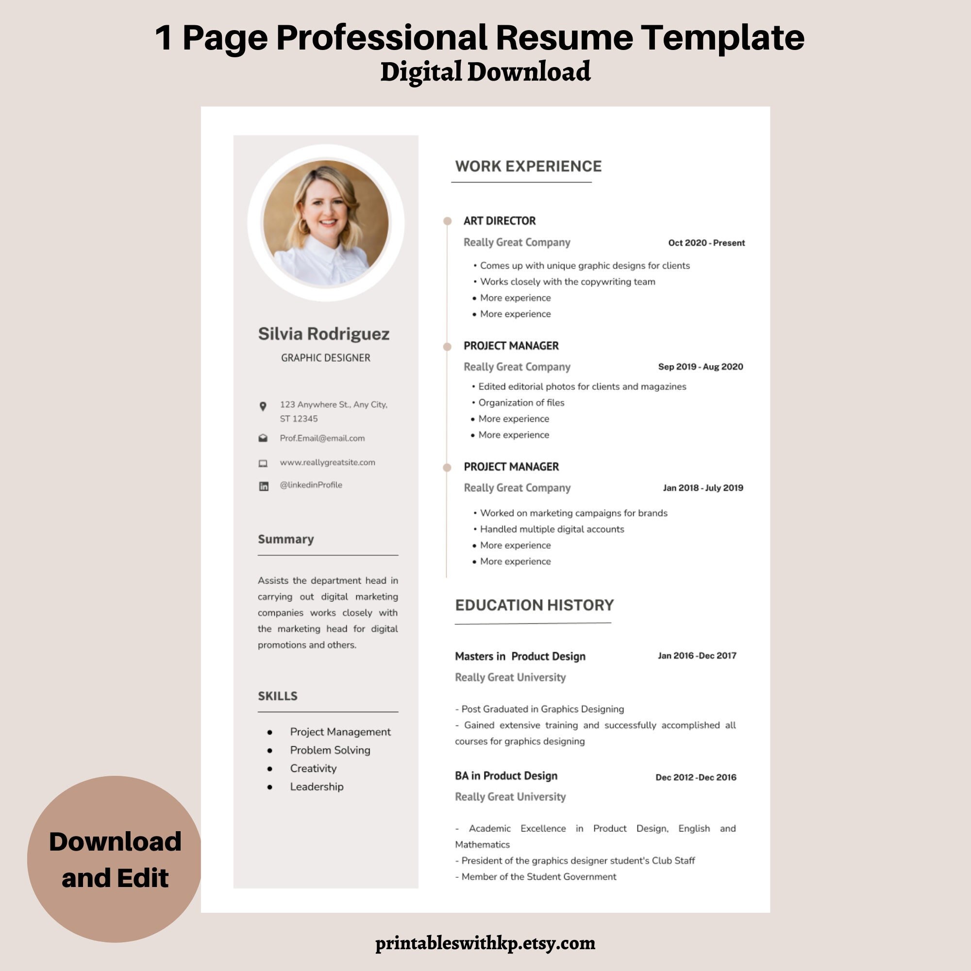 Modern, Minimalist, and Professional Resume Template for MS Powerpoint ...