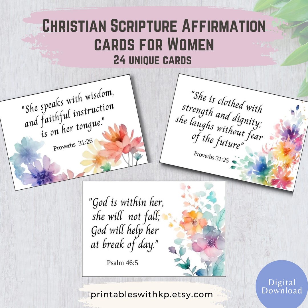 Bible Affirmation Cards for Christians, Daily Scripture Cards Printable ...