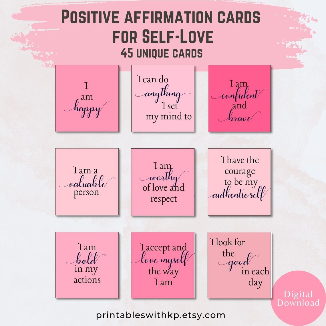 Positive Affirmation Cards for Self Love | Printable Affirmations for ...