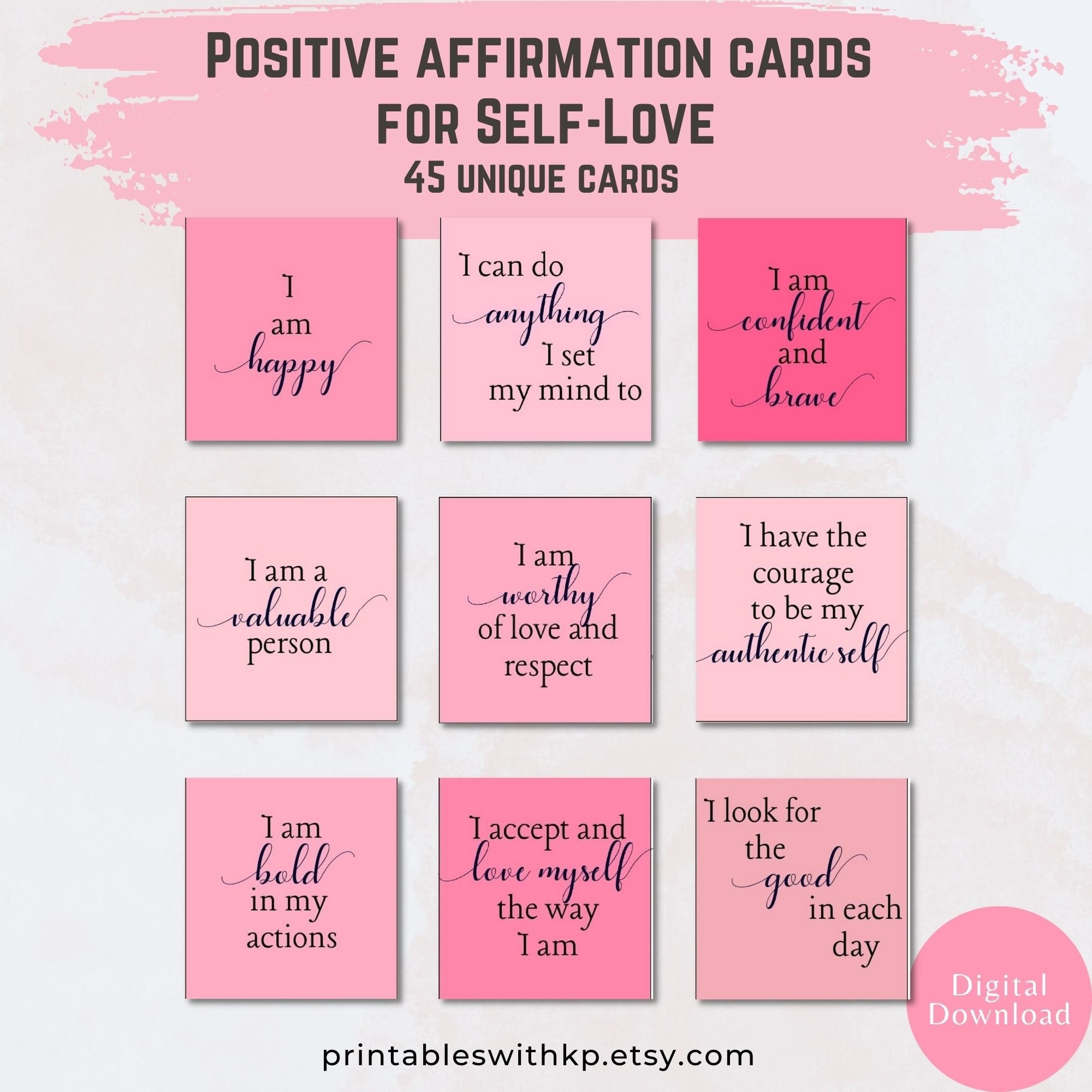 Positive Affirmation Cards for Self Love | Printable Affirmations for ...