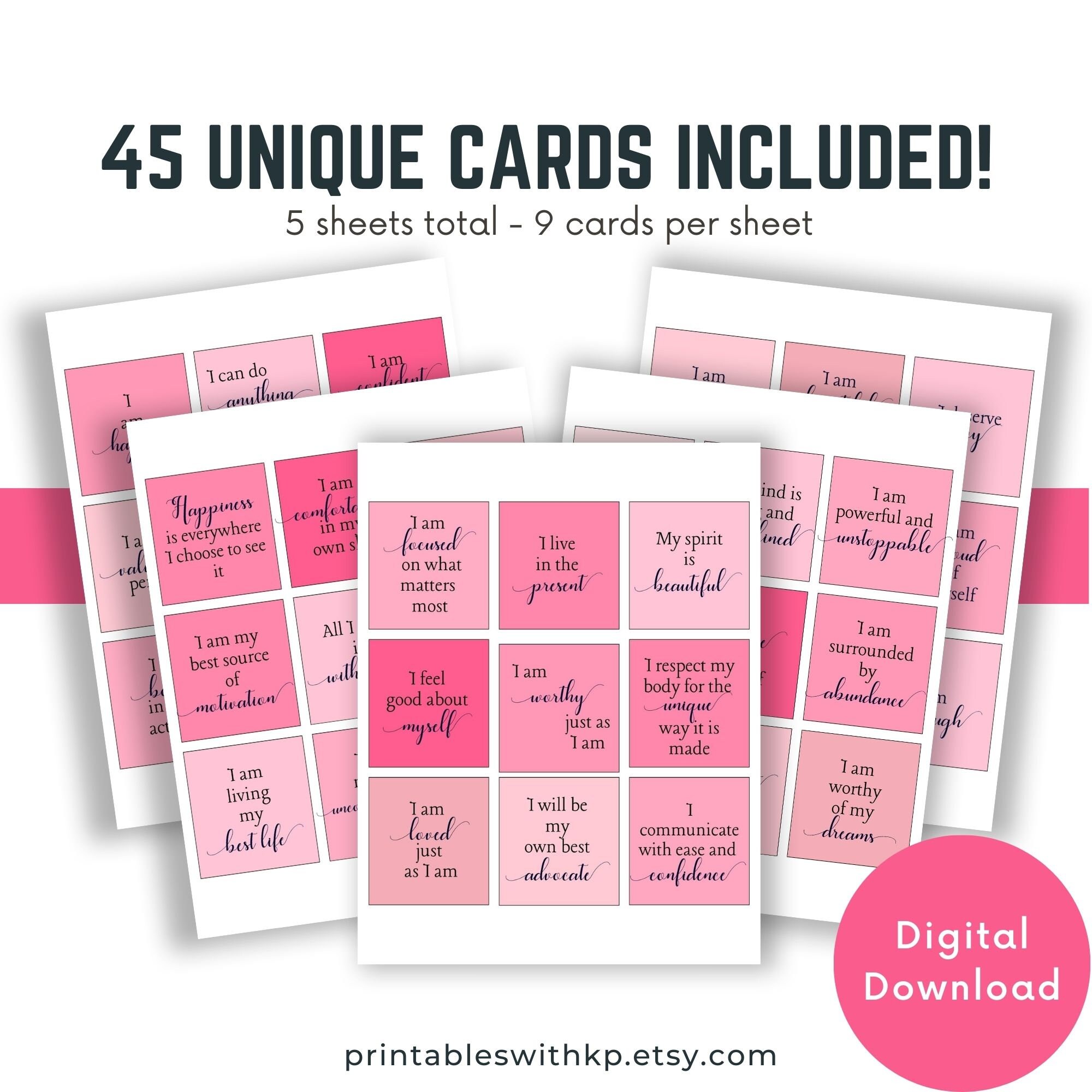 Positive Affirmation Cards for Self Love | Printable Affirmations for ...
