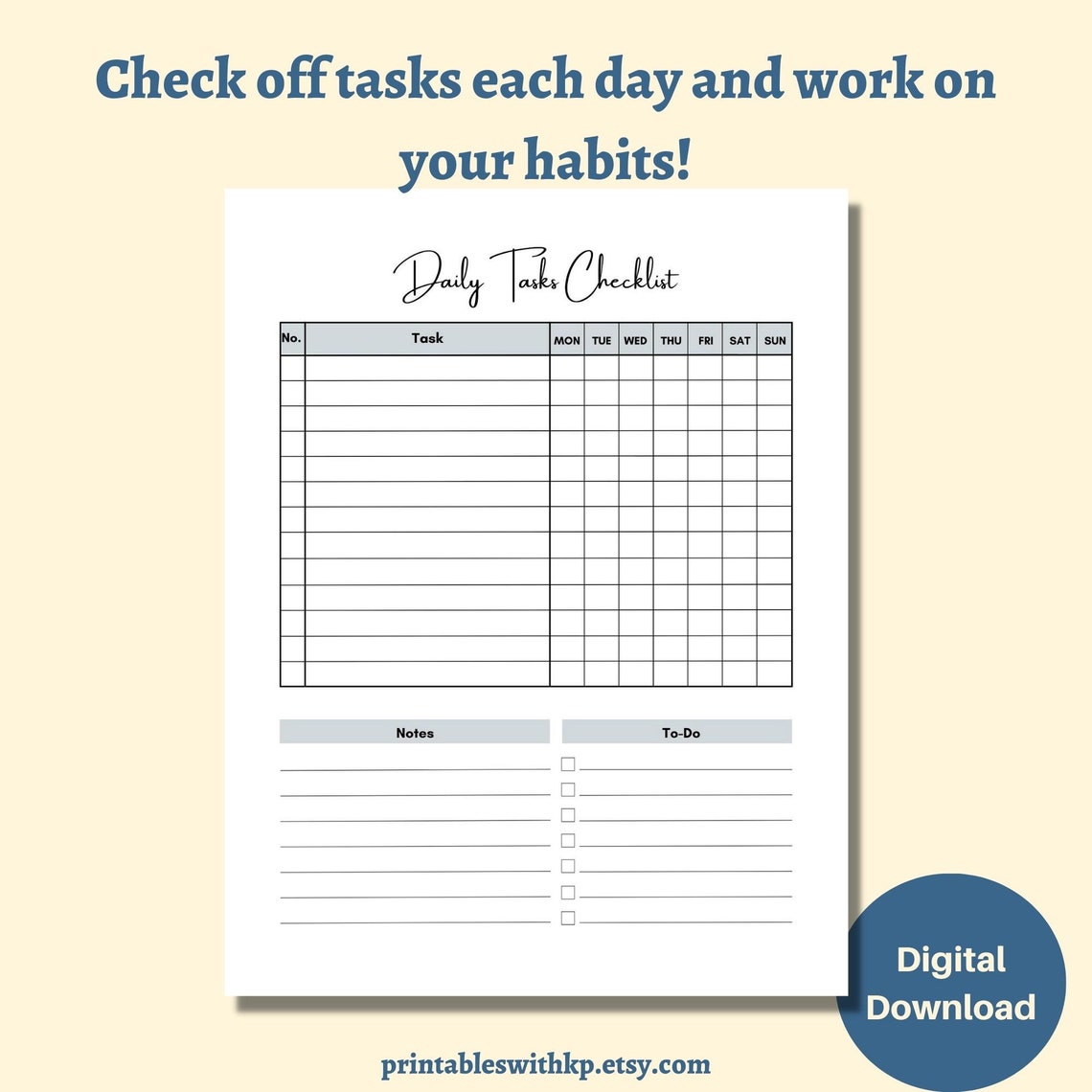Printable Checklist Template | Minimalist Checklist | Daily Task List ...