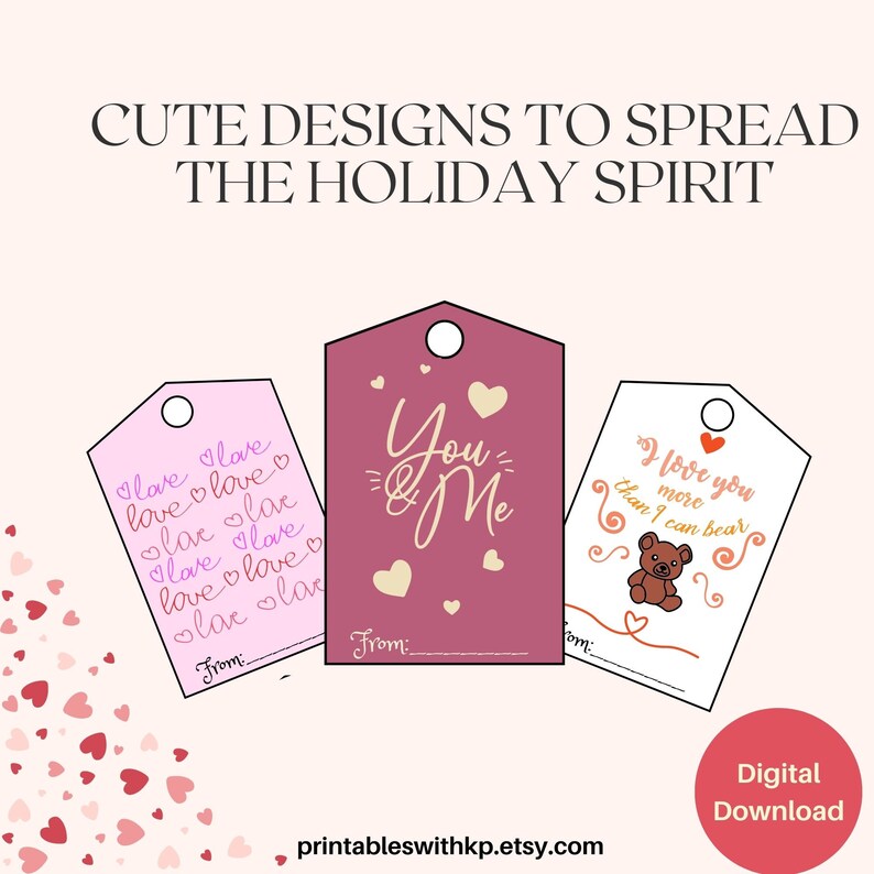 Valentines Gift Tags for Kids Printable, Teachers Classroom Valentines ...