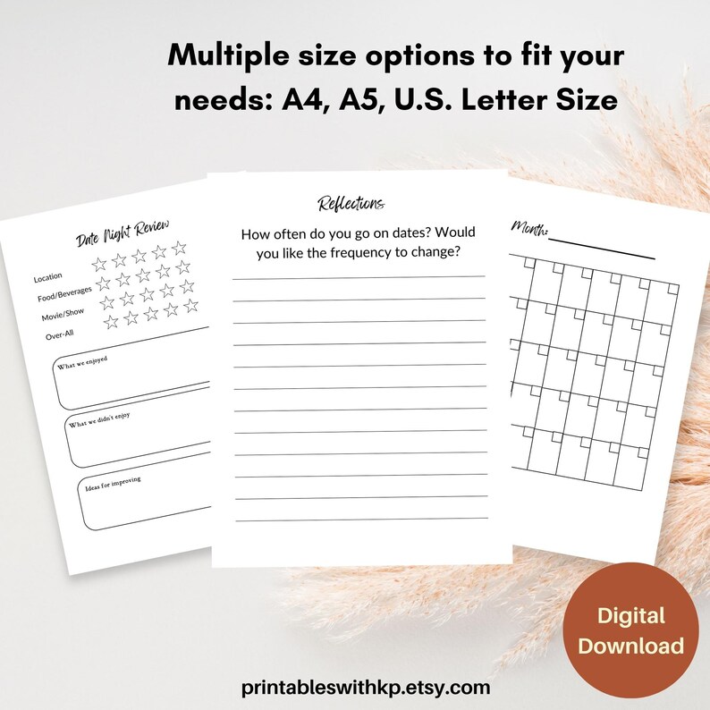 Printable Date Night Planner With Date Night Ideas, Reflection Prompts ...