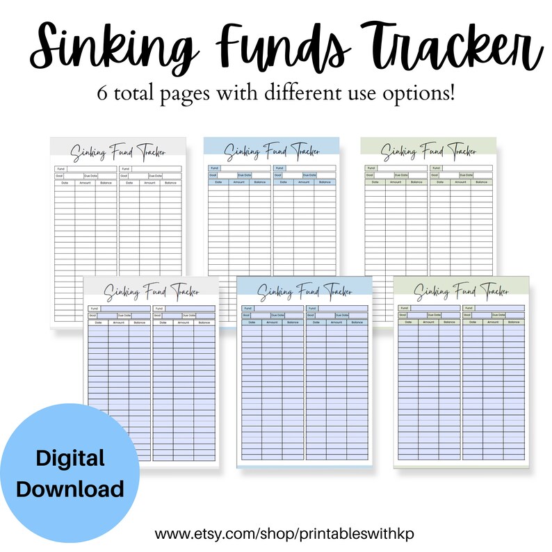 Printable Sinking Funds Tracker | Fillable Savings Tracker | Vacation ...